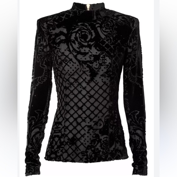 Balmain | Tops | Balmain X Hm Womens Black Velvet Silk Blend Top With ...